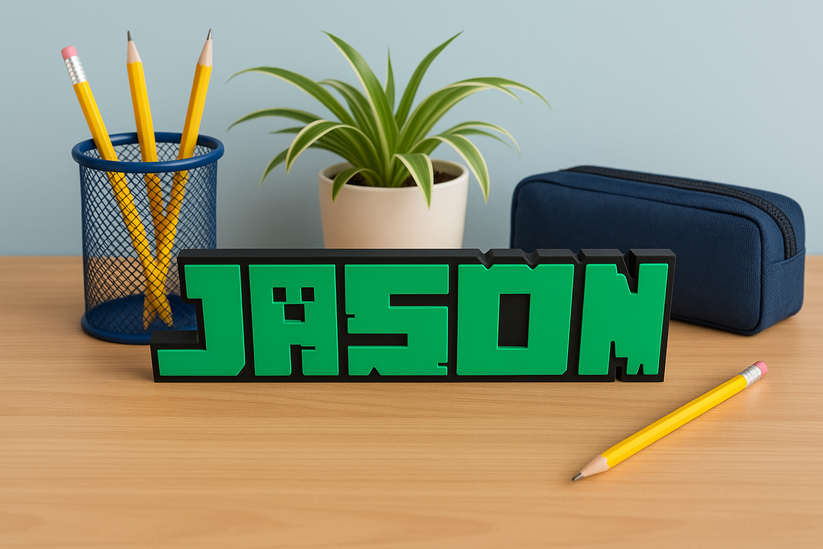 Personalised Minecraft-Inspired 3D Printed Name Plate – 3D Printing Crew